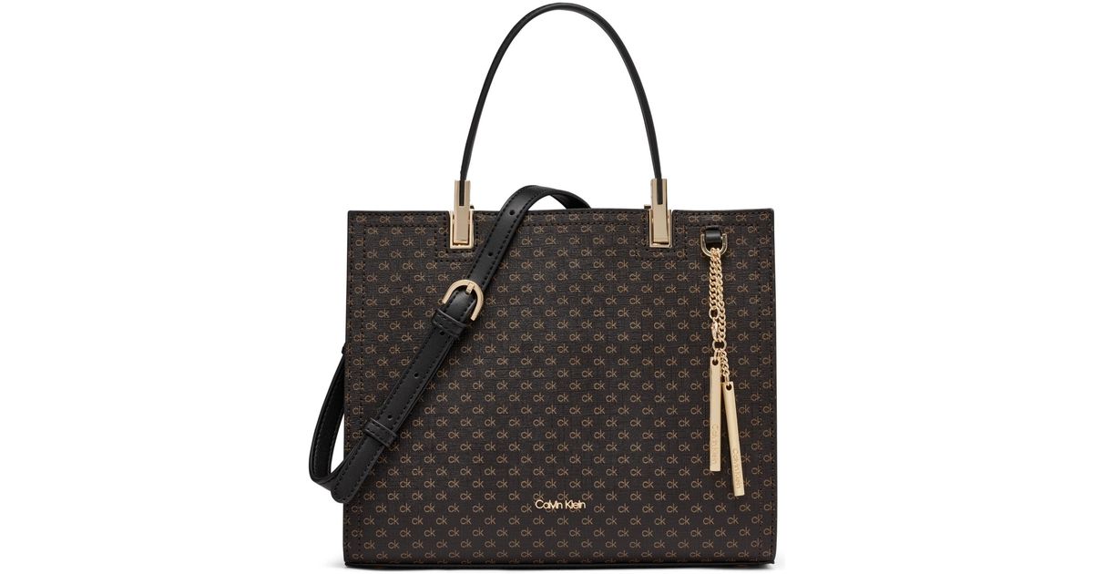 Calvin Klein Verne Triple Compartment Satchel in Black | Lyst