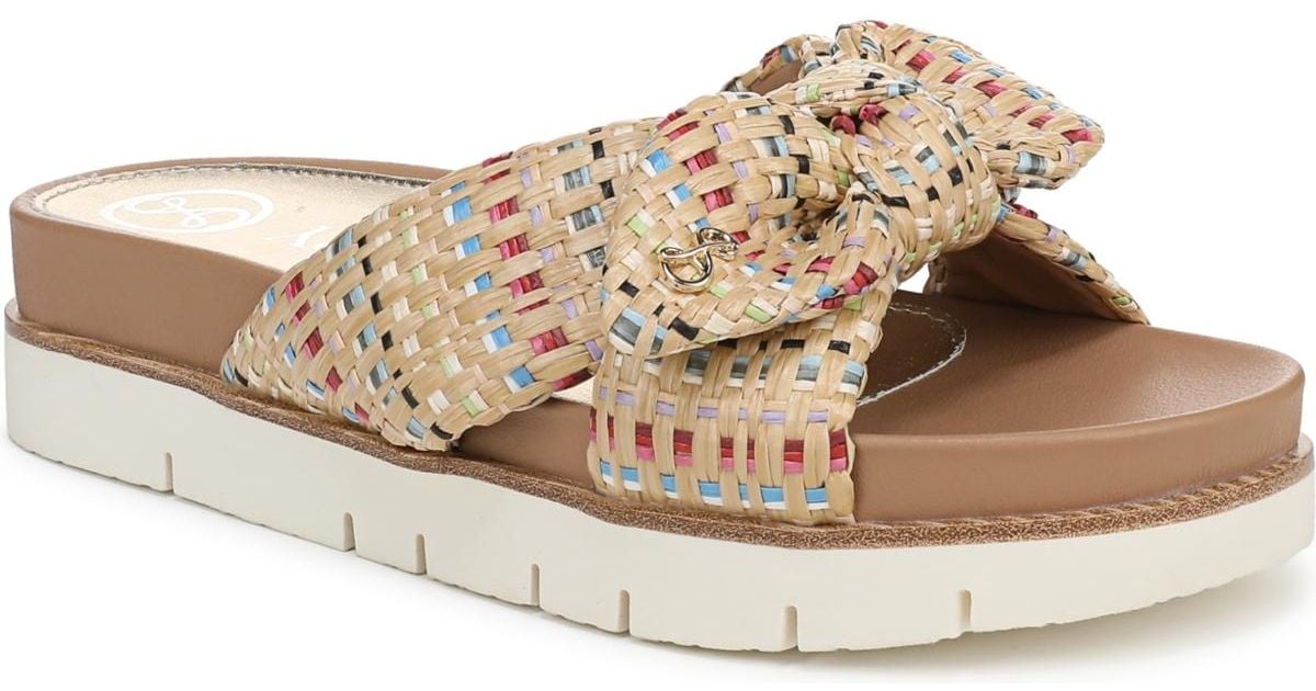 Sam & Libby Astrid Bow Platform Footbed Sandals in White | Lyst