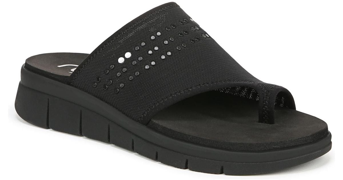 Ryka Elegance Washable Toe Loop Slide Sandals in Black | Lyst