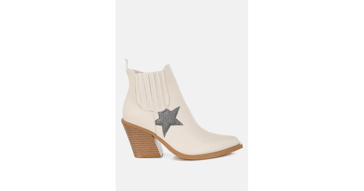 LONDON RAG Melt Down Glitter Star Detail Chelsea Boots in White | Lyst