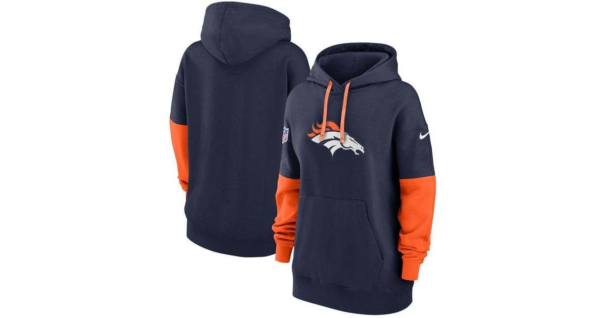 Nike Navy Denver Broncos 2024 Sideline Essential Fleece Pullover Hoodie ...