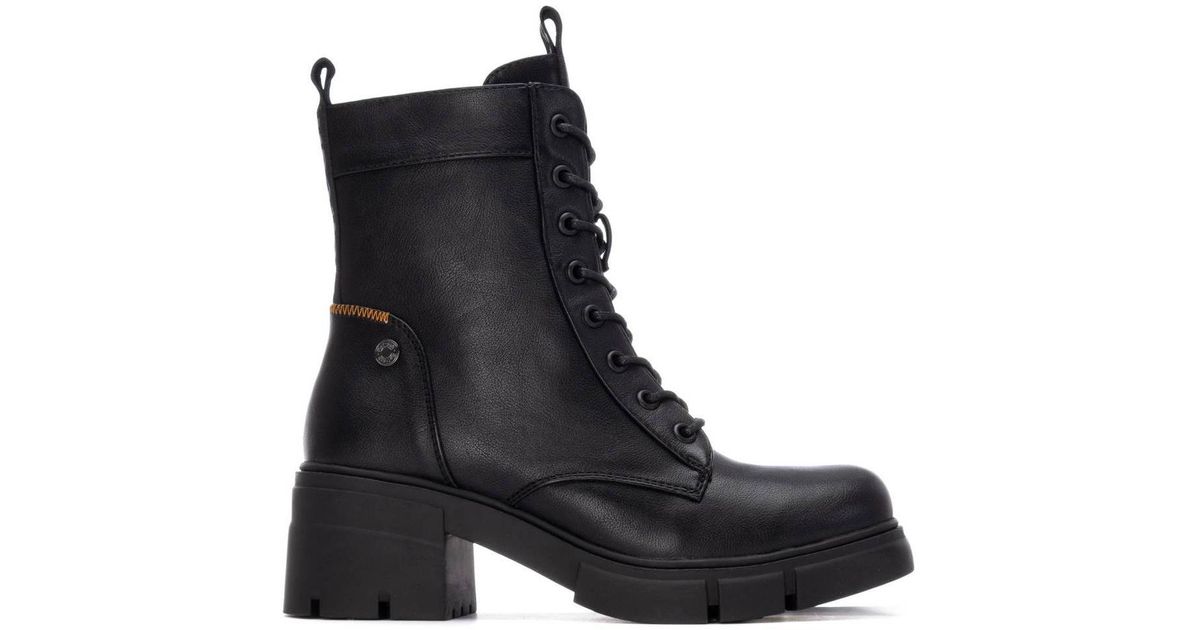 Xti Block Heel Combat Booties Refresh Collection By in Black | Lyst