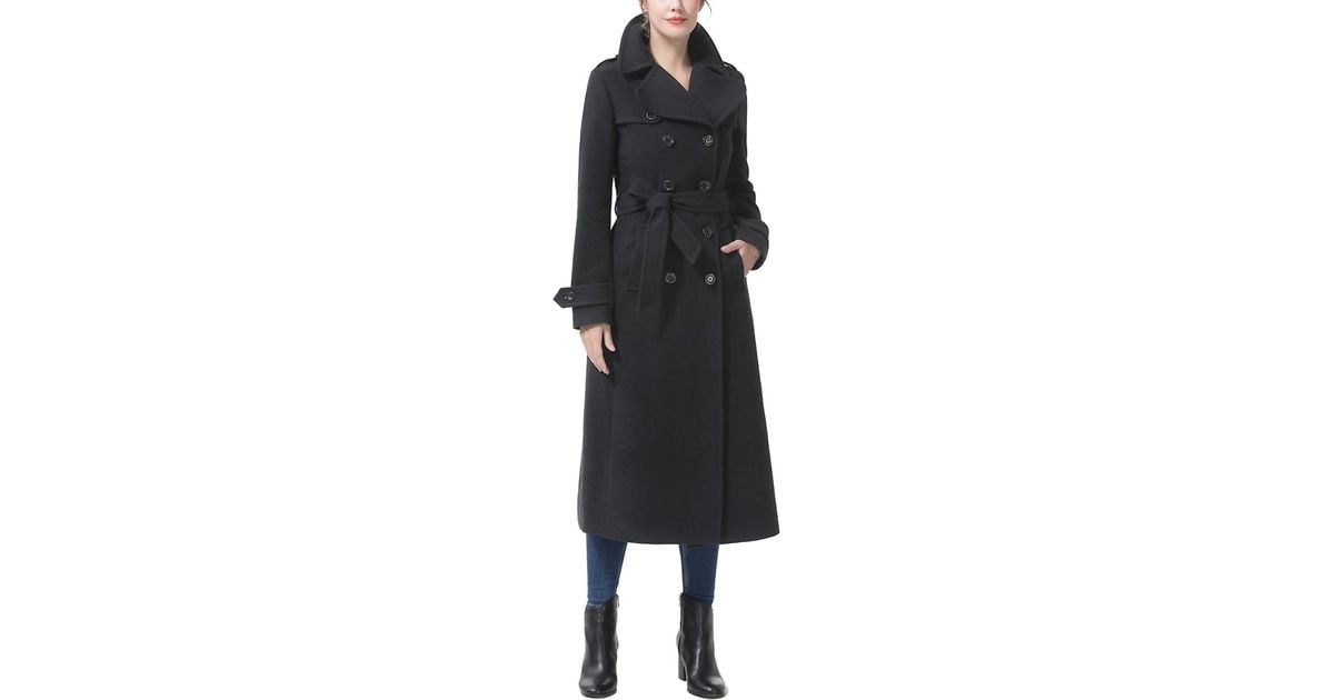Kimi + Kai Kimi + Kai Charlotte Wool Blend Maxi Trench Coat in Black | Lyst
