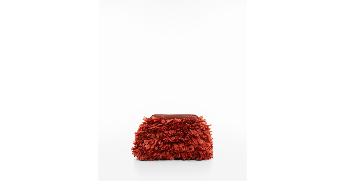 Mango Fringed Clutch Bag in Red | Lyst