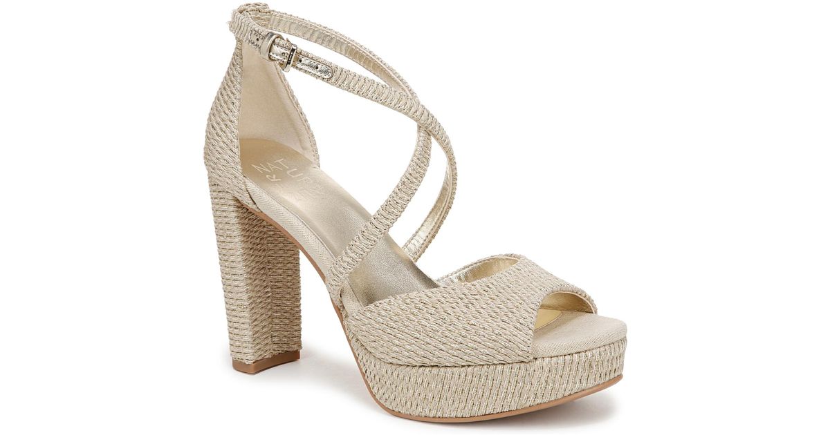 Naturalizer Melody Platform Peep Toe Dress Sandals in Metallic | Lyst