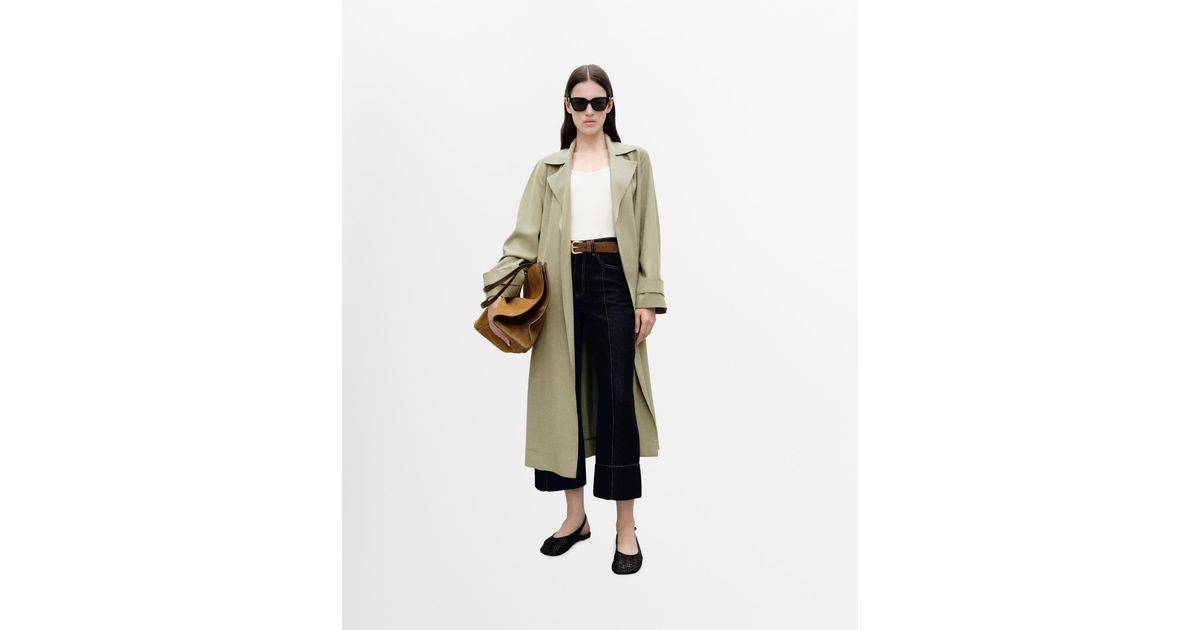 Mango Soft Belt Trench Coat in White | Lyst