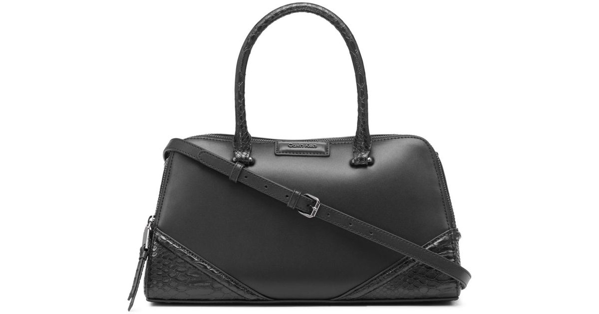 Calvin Klein Iver Top Zipper Convertible Satchel in Black | Lyst