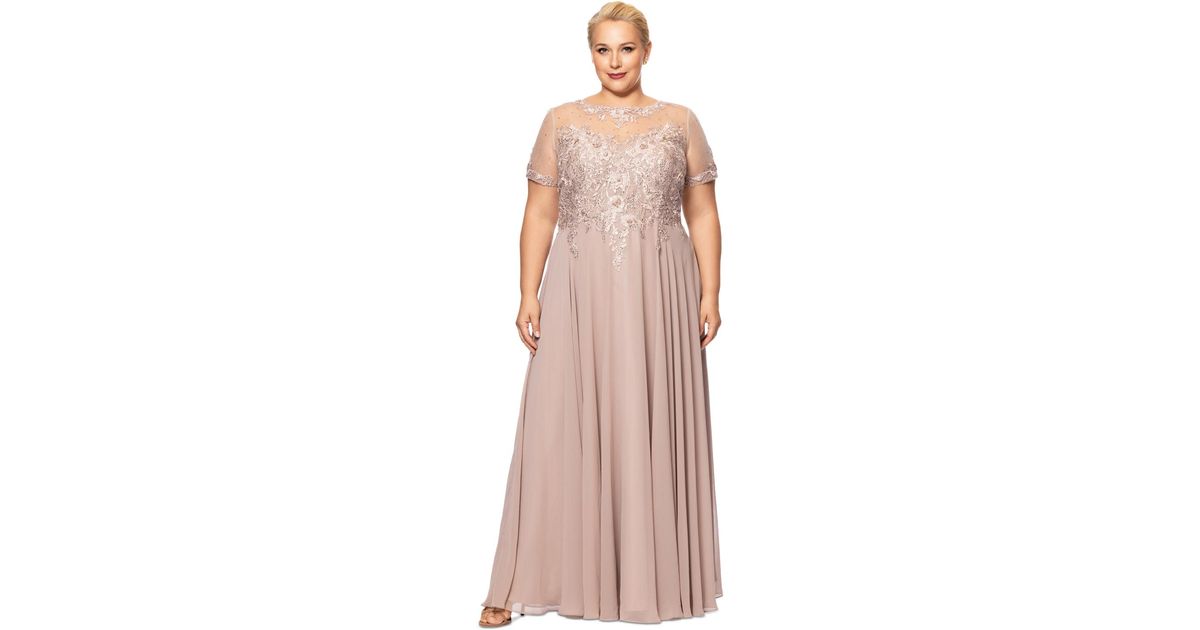 Xscape Plus Size Beaded Chiffon Gown in Pink | Lyst