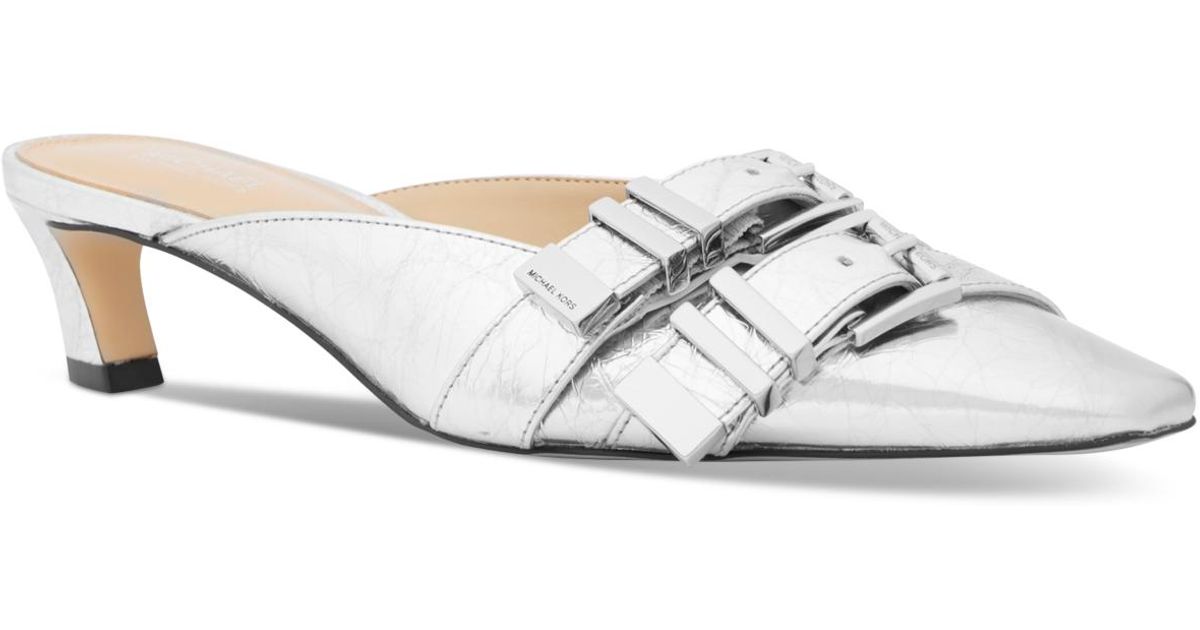 Michael Kors Michael Darrington Kitten Mule Pumps in White | Lyst