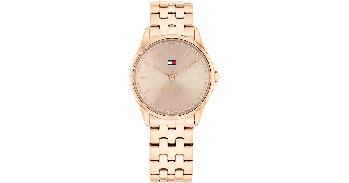 Tommy Hilfiger Quartz Rose Gold Tone Stainless Steel Bracelet Watch in ...
