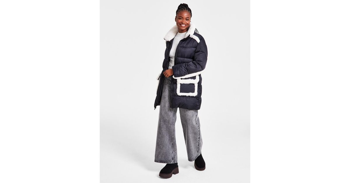 UGG Amal Plushseam Fleece Puffer Coat in White | Lyst