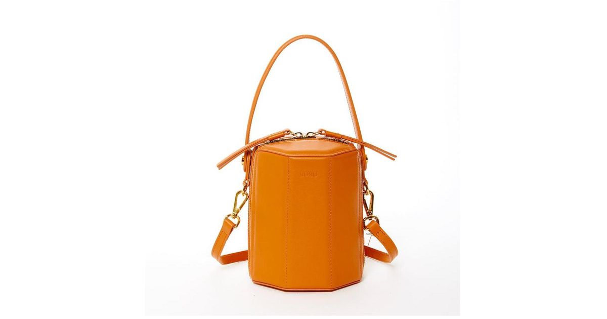 Susu Leather Bucket Bag Small Crossbody Orange Purse Handbag | Lyst