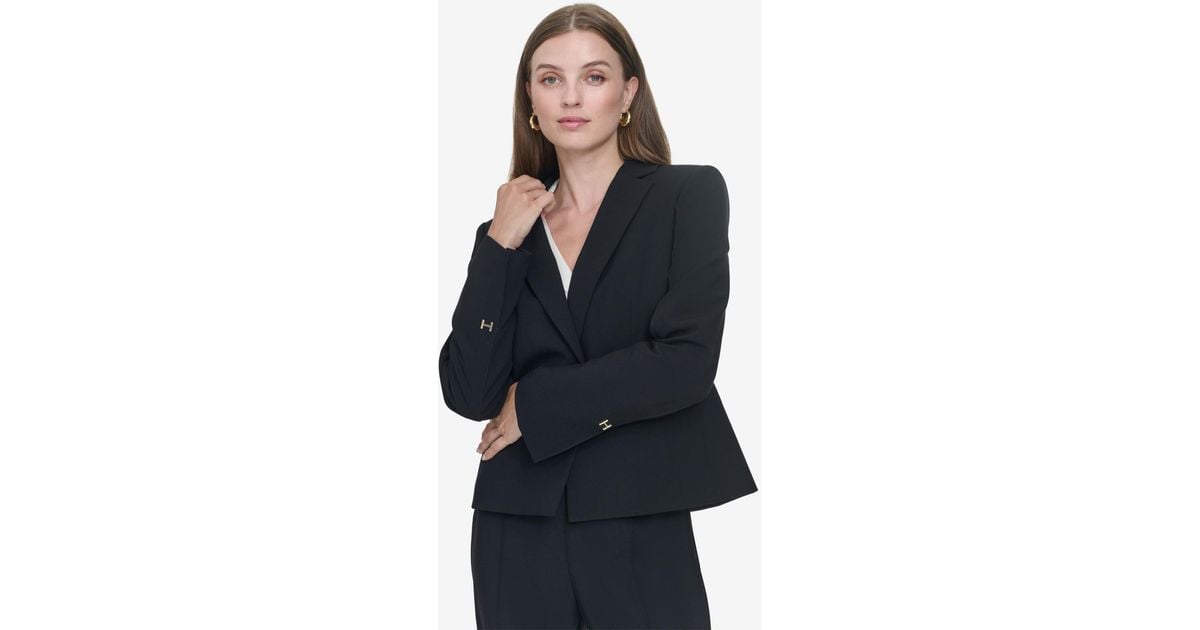 Halston Logo-hardware Single-button Blazer in Blue | Lyst