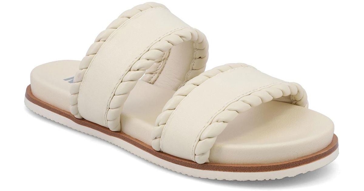 MIA Vada Slide Round Toe Sandals in White | Lyst