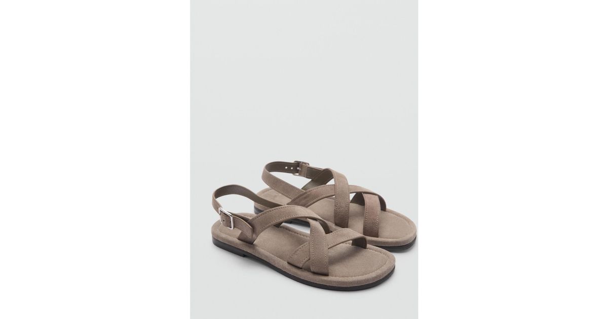 Mango Crossed Straps Suede Leather Sandals in Gray for Men | Lyst
