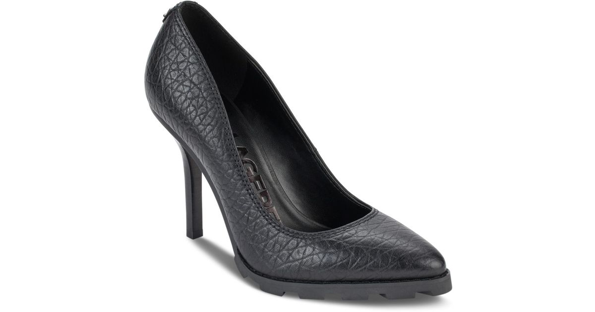 KARL LAGERFELD Madelyn Slip On Pointed Toe Lug Sole Pumps in Black | Lyst