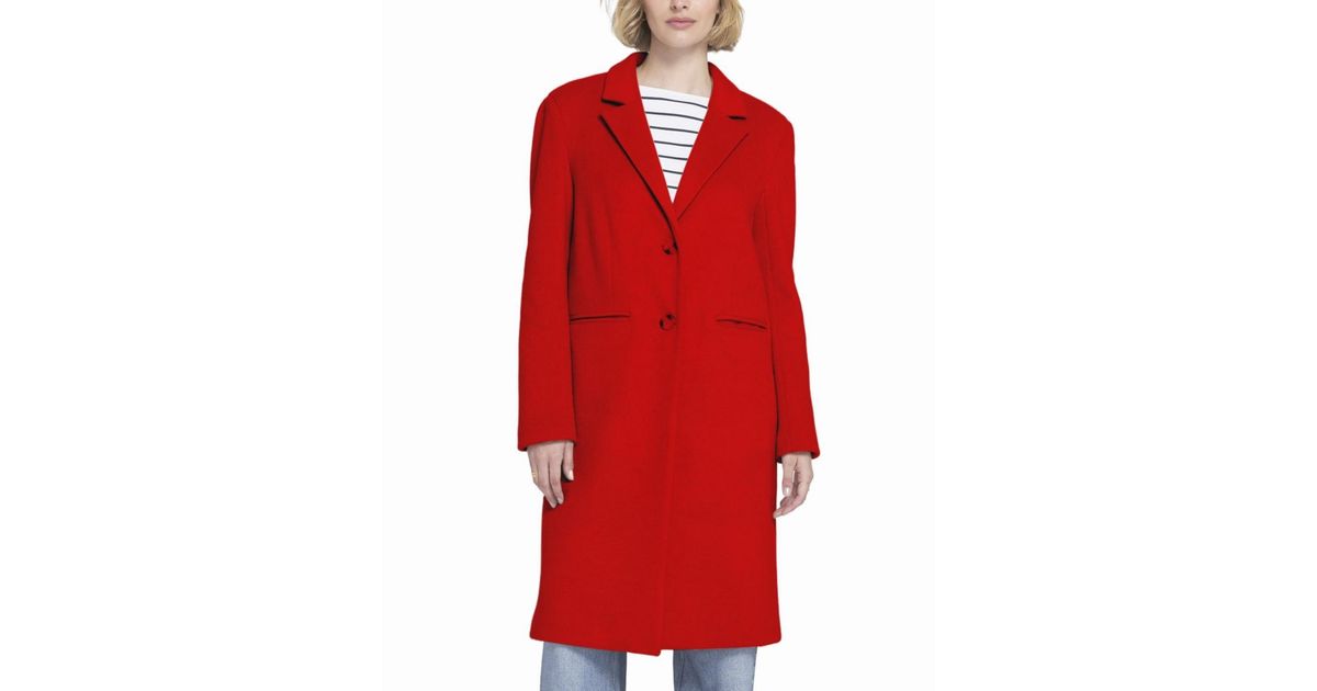 Elle Collection Melton Coat in Red | Lyst