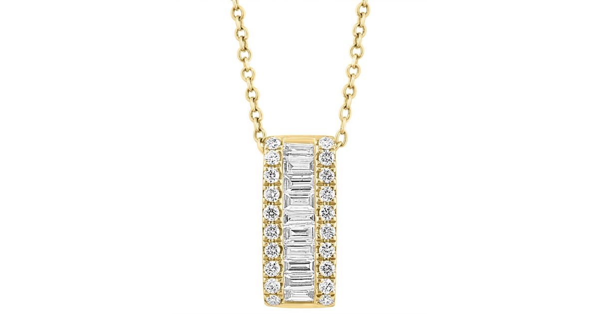 Effy Effy Diamond Baguette & Round Vertical Bar 18 Effy Effy Diamond Baguette & Round Vertical Bar 18