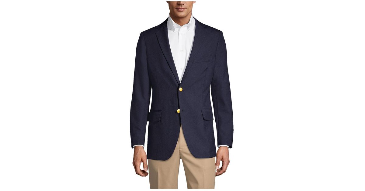 Lands' End Big & Tall School Uniform Tailored Fit Hopsack Blazer in ...