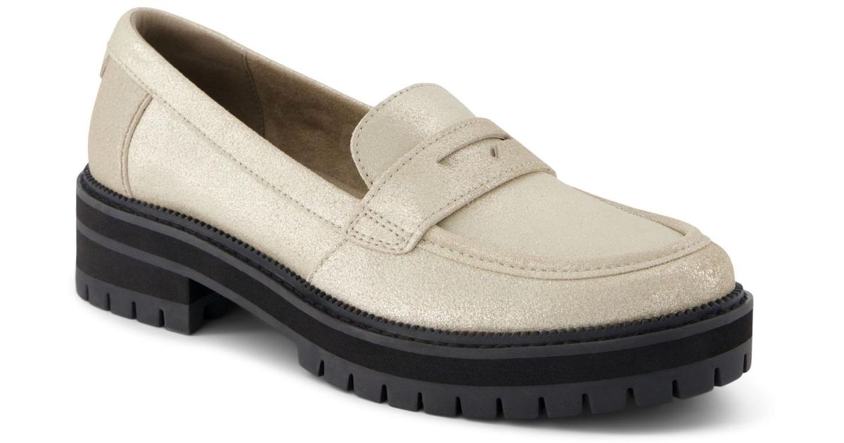 TOMS Cara Lug Sole Loafers in White | Lyst