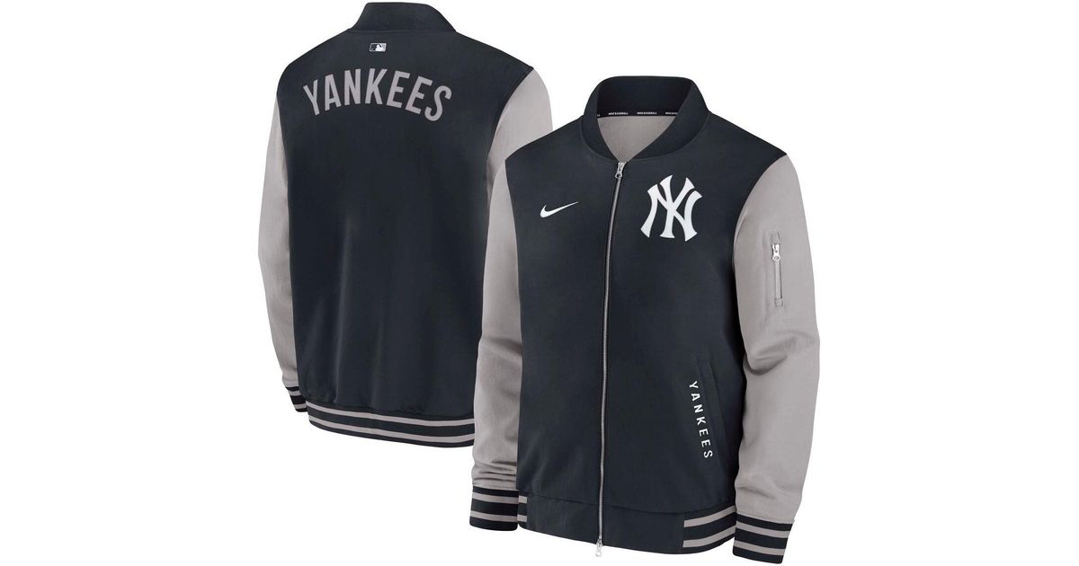 Nike Navy/gray New York Yankees Authentic Collection Dugout Full-zip ...