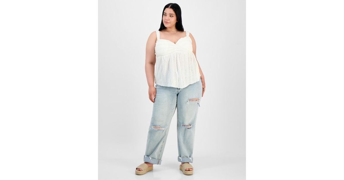 Derek Heart Trendy Plus Size Lace-trim Sweetheart-neck Tank in White | Lyst