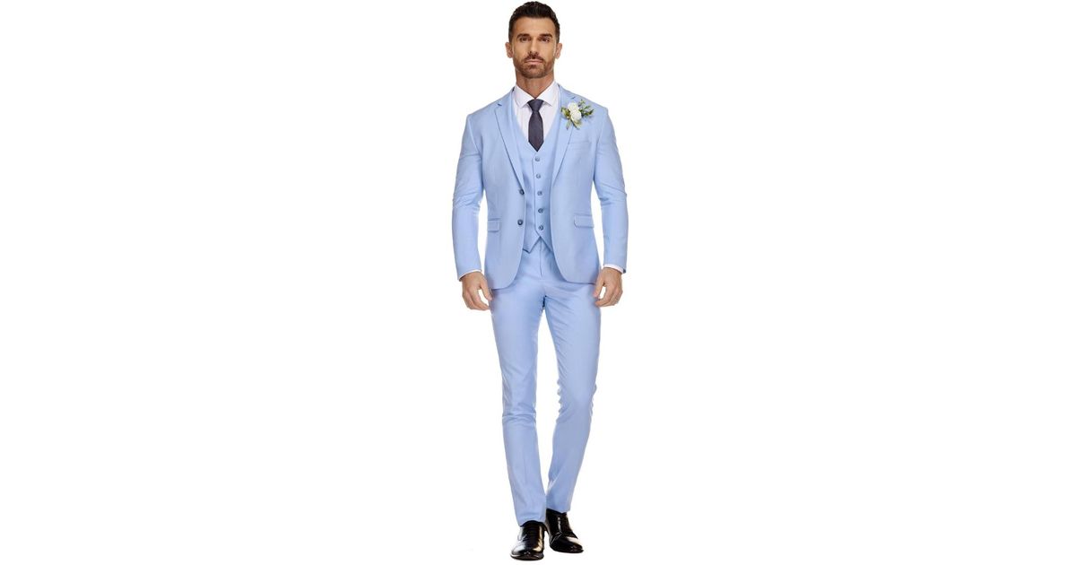 Gino Vitale Skinny Fit 3-piece Suit in Blue for Men | Lyst