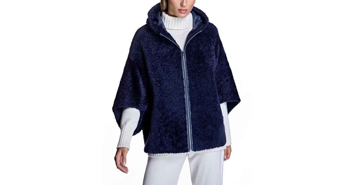 Julia & Stella By Maximilian Shearling Cape in Blue | Lyst