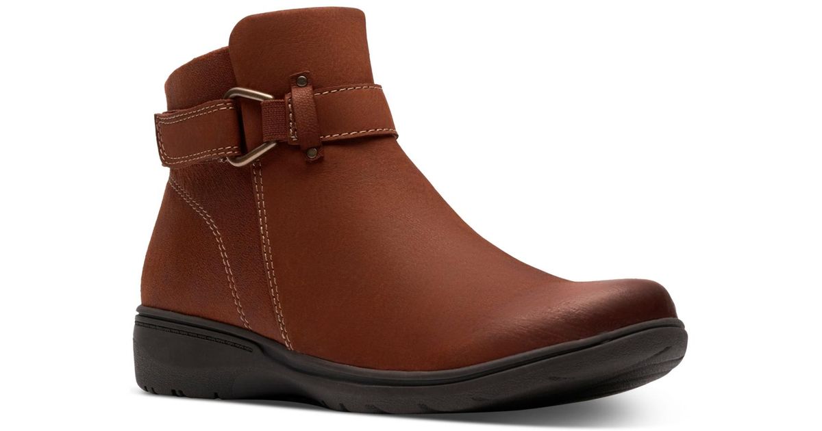 Clarks Collection Carleigh Drift Wedge Booties in Brown | Lyst