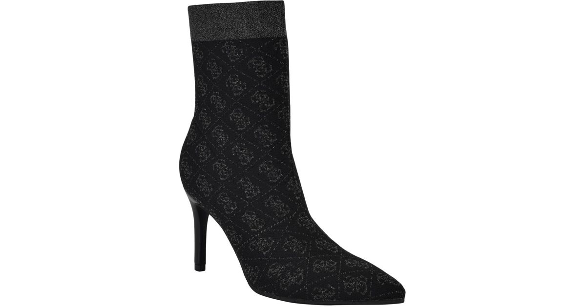 Guess Richerynt Quattro G-knit Upper Stretch Booties in Black | Lyst
