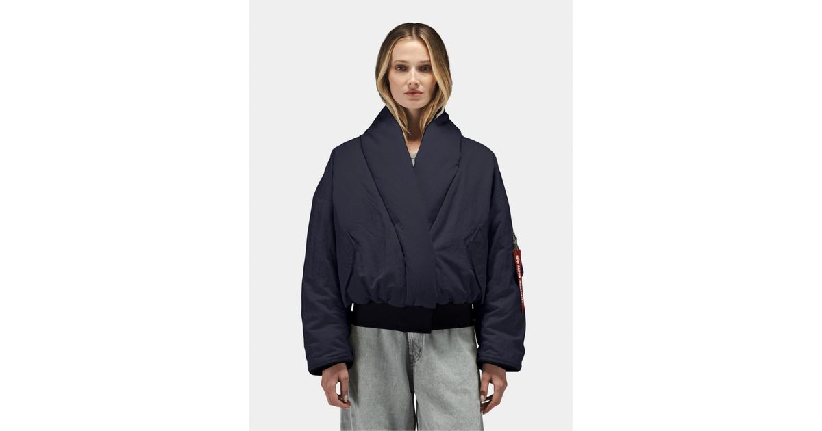 Alpha Industries Shawl Collar Flight Jacket W in Blue | Lyst
