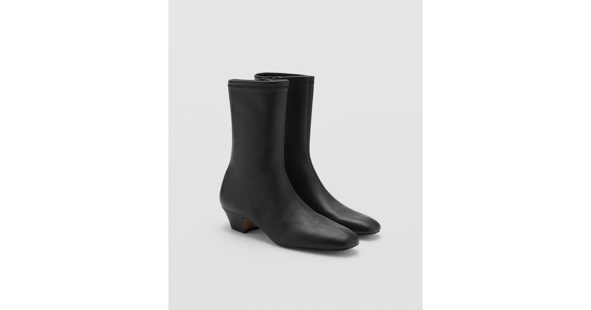 Mango Rectangular Heel Ankle Boots in Black | Lyst