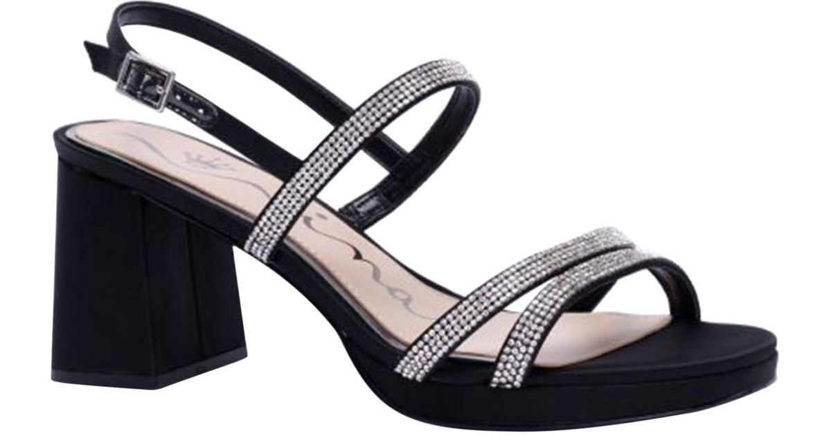 Nina Berna Block-heel Strappy Sandals in Blue | Lyst