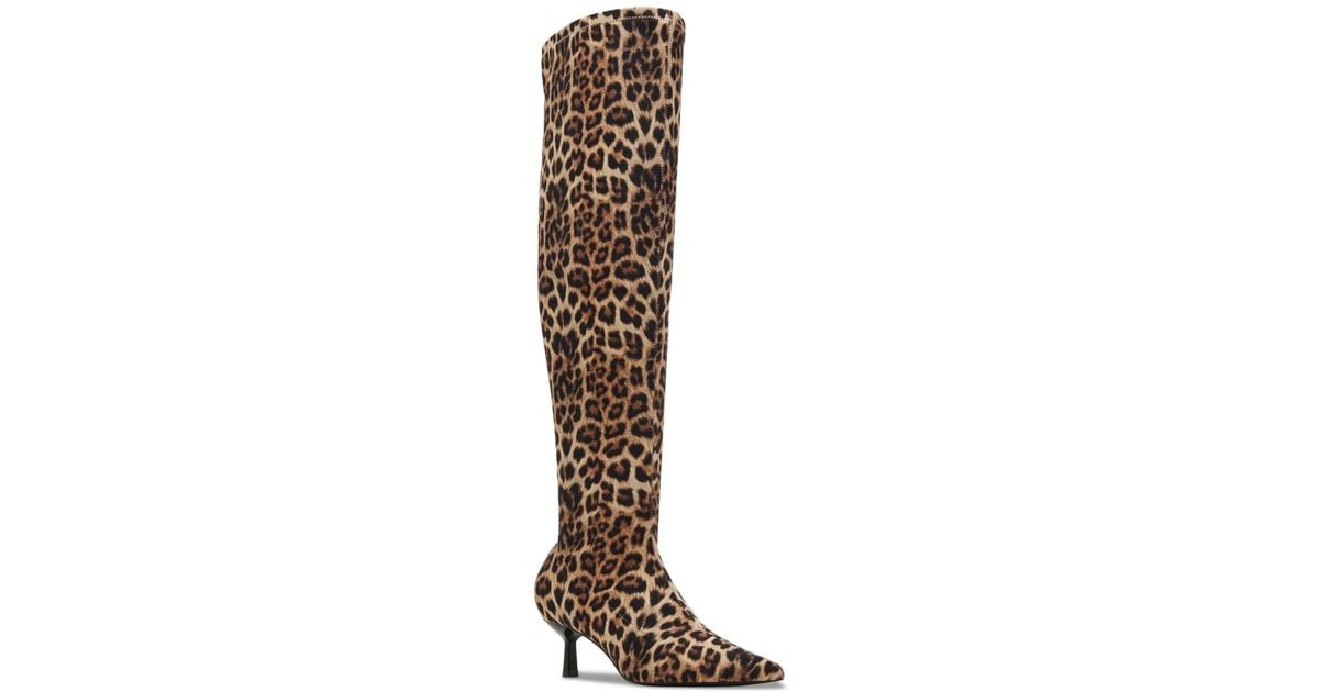 Madden Girl Deserai Over-the-knee Kitten Heel Boots in Brown | Lyst