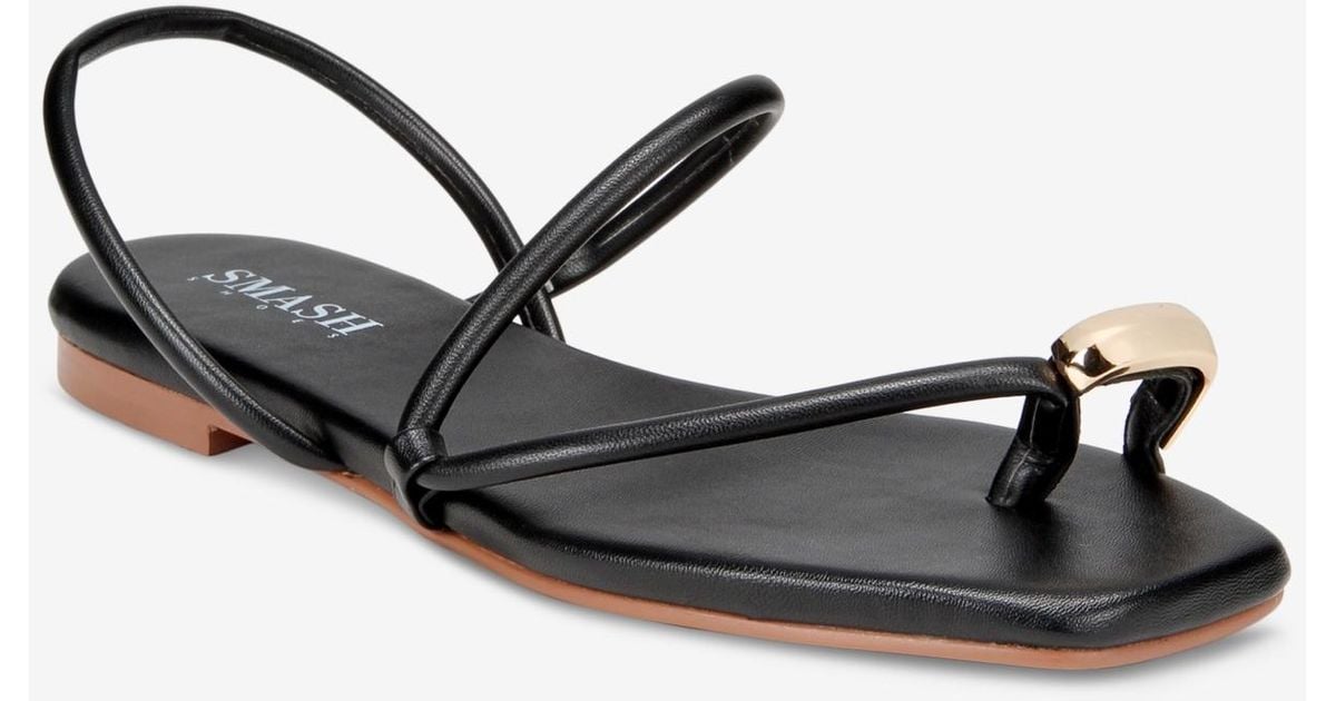 SMASH Shoes Charlotte Gold Toe Strappy Flat Sandals in Green | Lyst