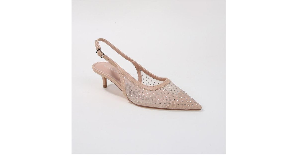 BERNESS Frida Rhinestone Studded Mesh Slingback in White | Lyst