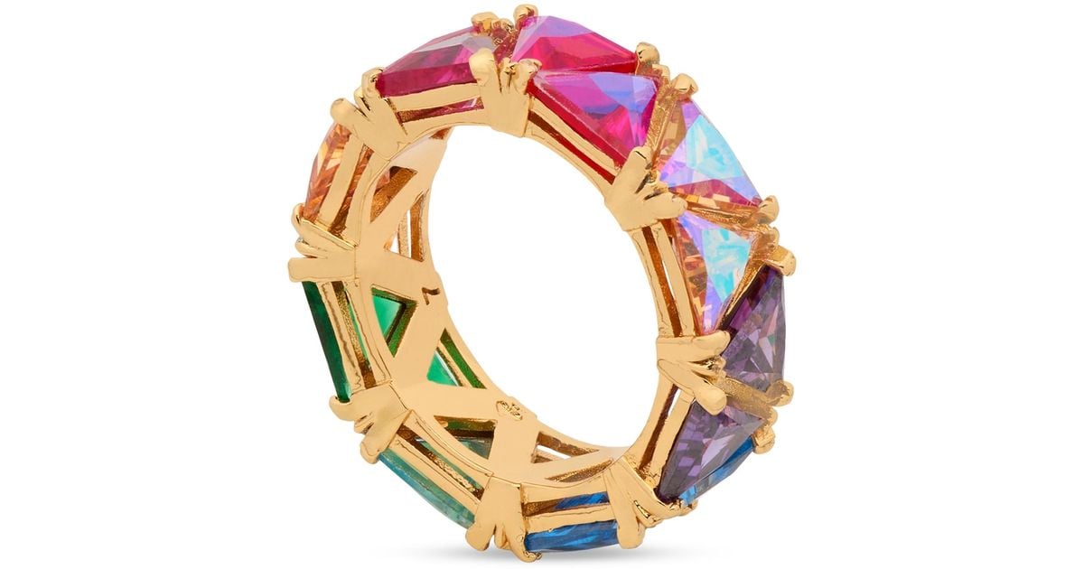 Kate Spade Gold-tone Color Cubic Zirconia Eternity Band Ring in Pink | Lyst