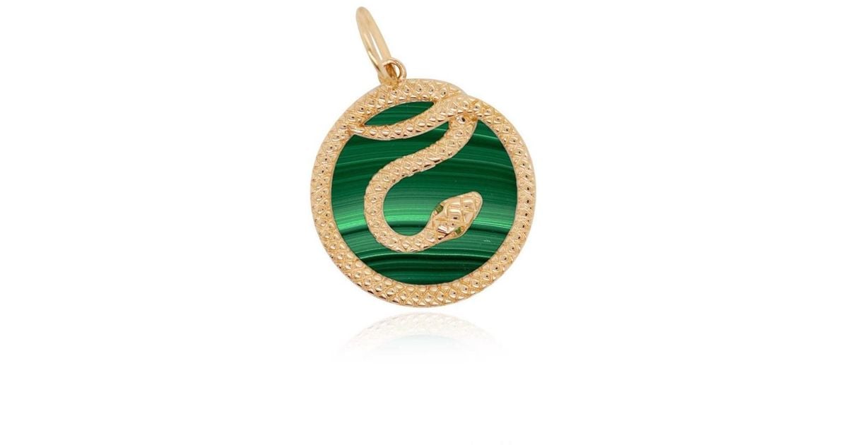 The Lovery Snake Charm 14k Gold in Green | Lyst