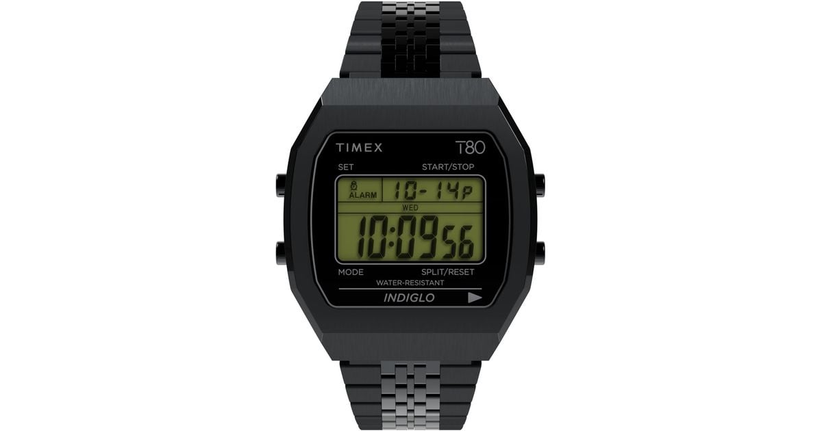 Timex Quartz Digital Stainless Steel Watch in Black for Men | Lyst