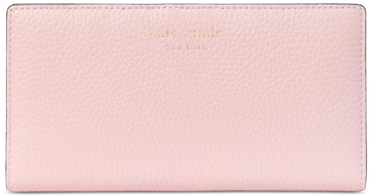 Kate Spade Taylor Pebbled Leather Slim Bifold Wallet in Pink | Lyst