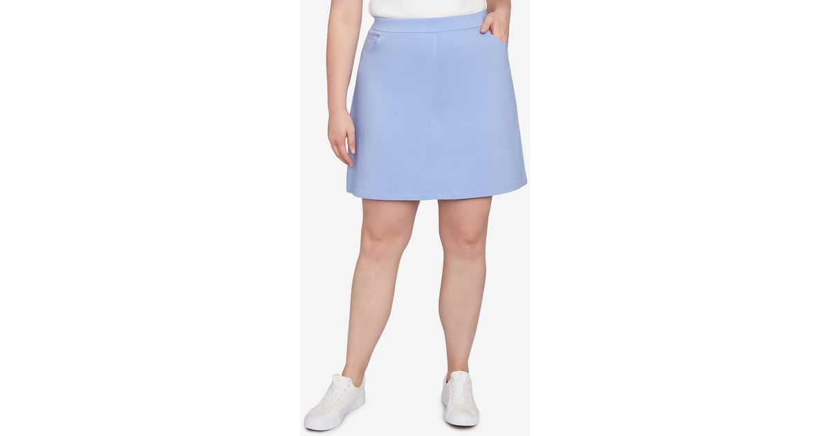 hearts of palm Plus Size Making Waves Solid Tech Stretch Pull On Skort in Blue | Lyst