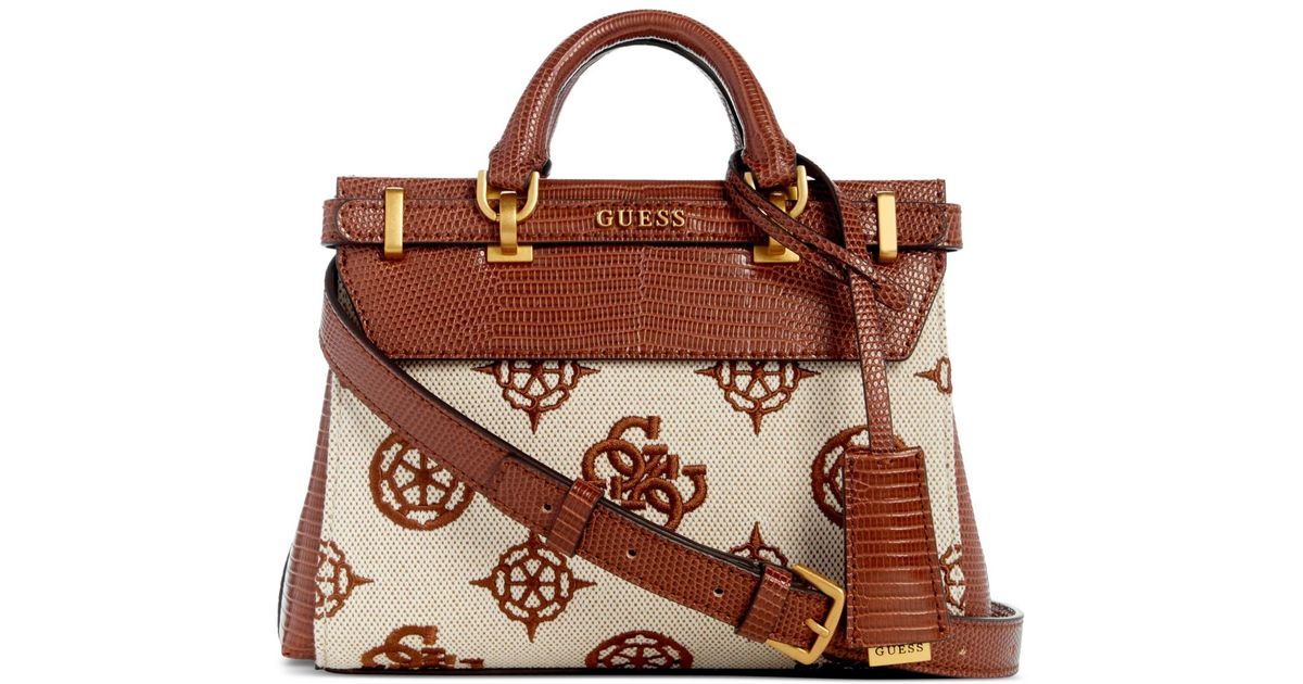 Guess Sestri Logo Mini Satchel in Brown | Lyst