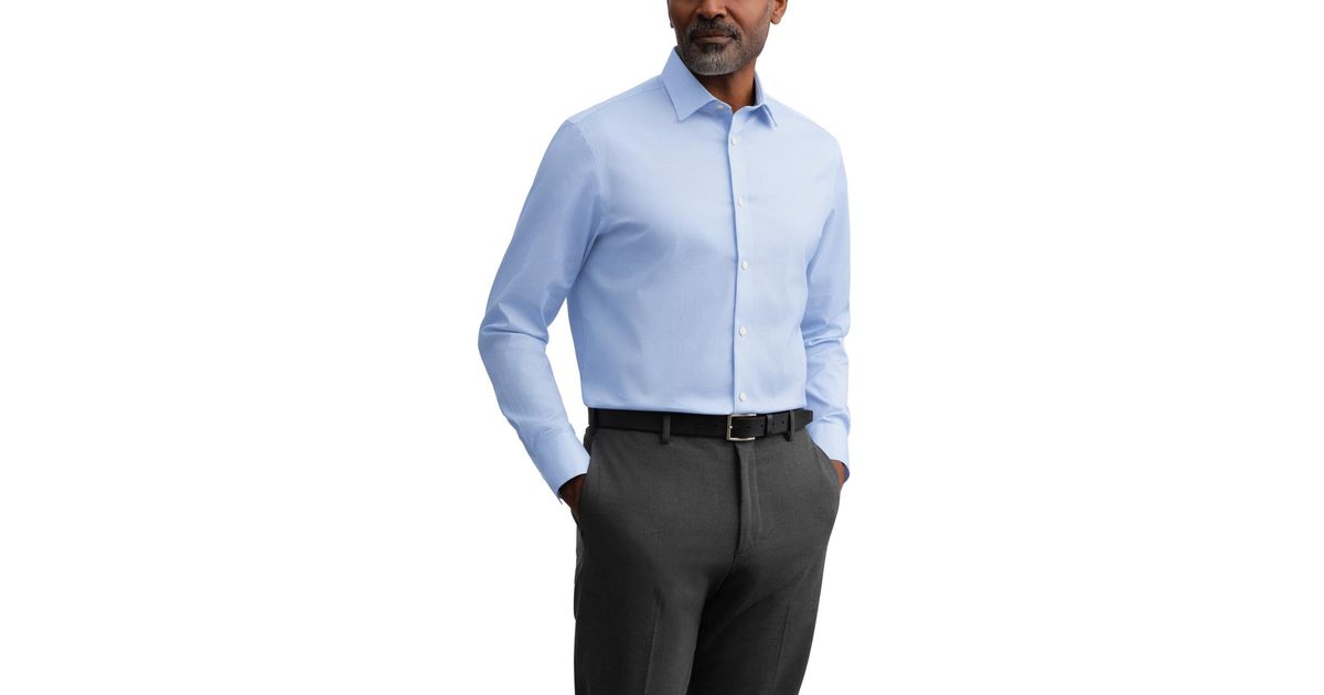 Calvin Klein Spread Collar Poplin Dress Shirt in Blue for Men | Lyst