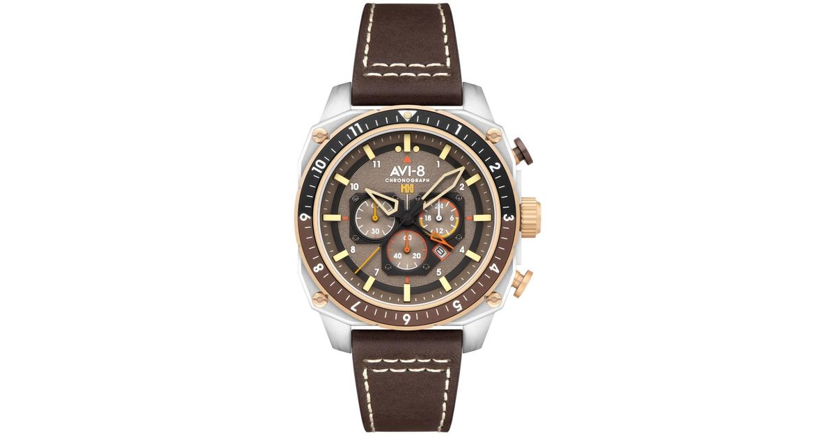 AVI-8 Hawker Hunter Atlas Dual-time Chronograph Brown Leather Strap ...