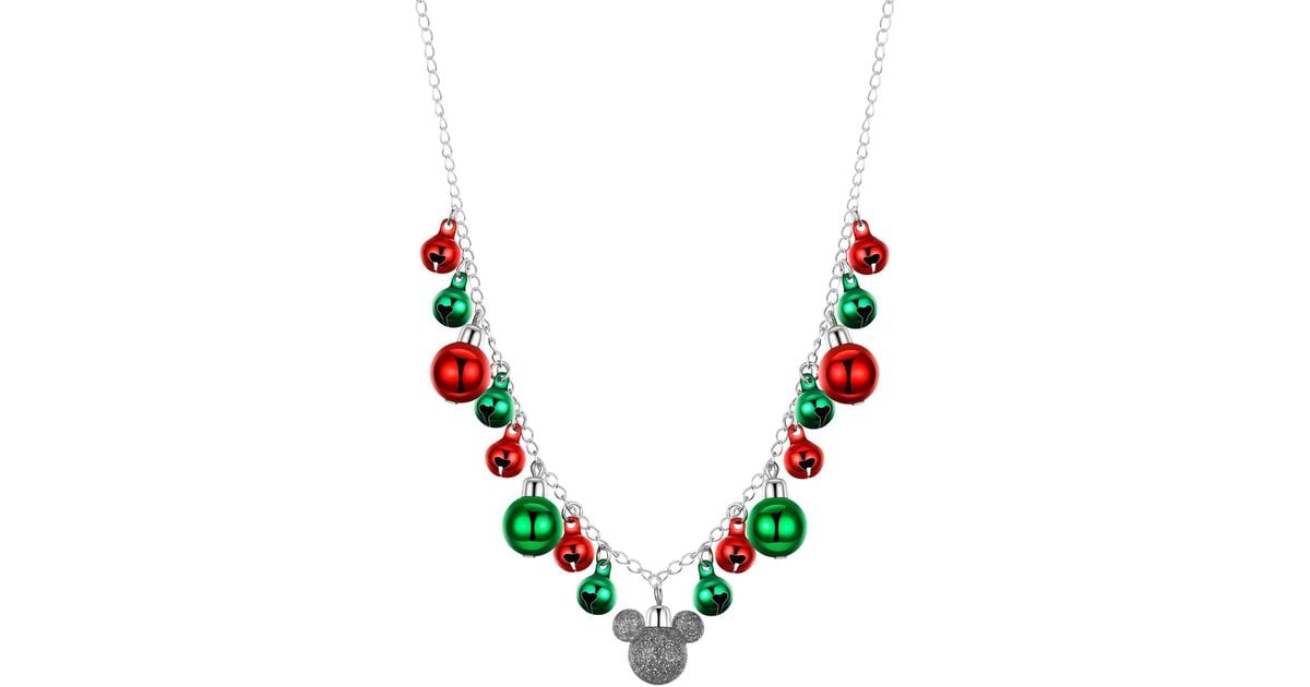 Disney Multi Color Glitter Mickey Mouse Jingle Bells Necklace in Red | Lyst