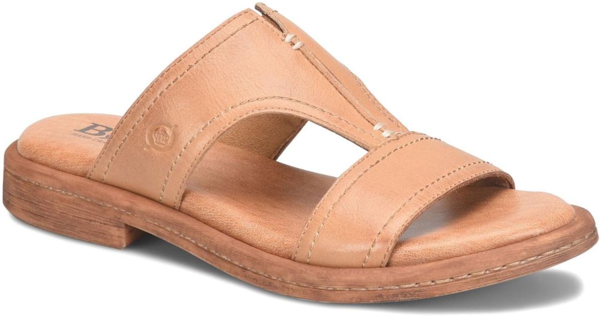Born Remo Round Toe Flat Sandals in Brown | Lyst