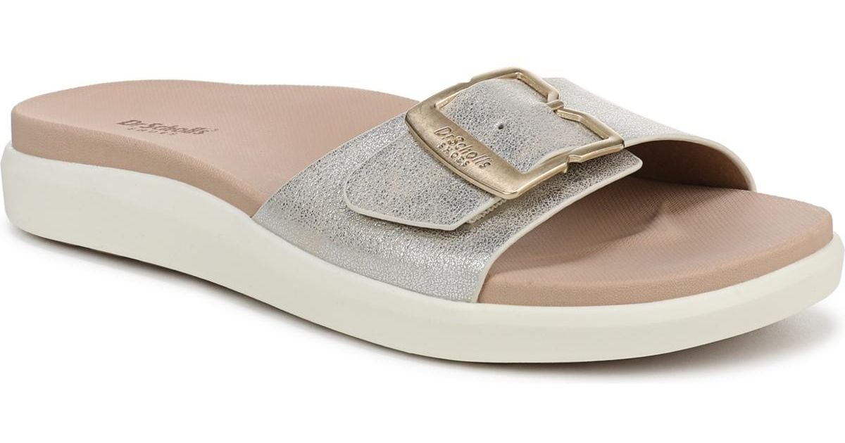 Dr. Scholls All Right Round Toe Slide Sandals in White | Lyst