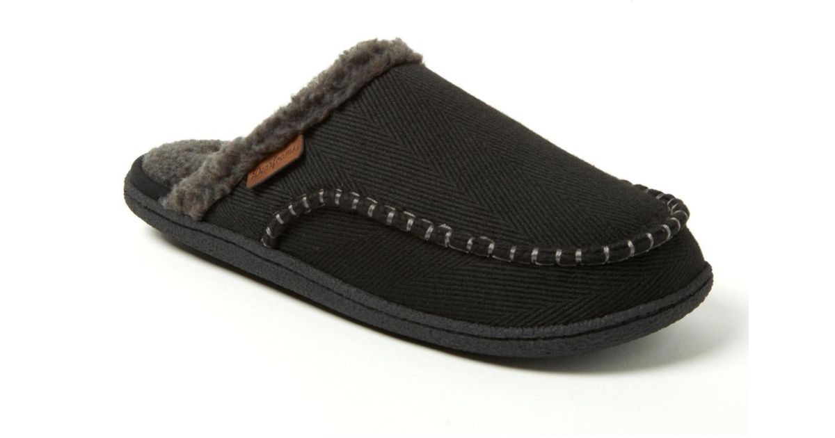 Dearfoams Matthew Moccasin Toe Scuff House Slipper in Black for Men | Lyst