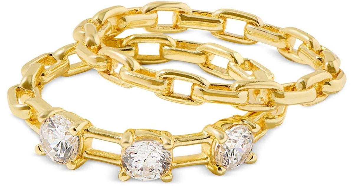 Kendra Scott Gold-tone 2-pc. Set Crystal Openwork Stack Rings in ...