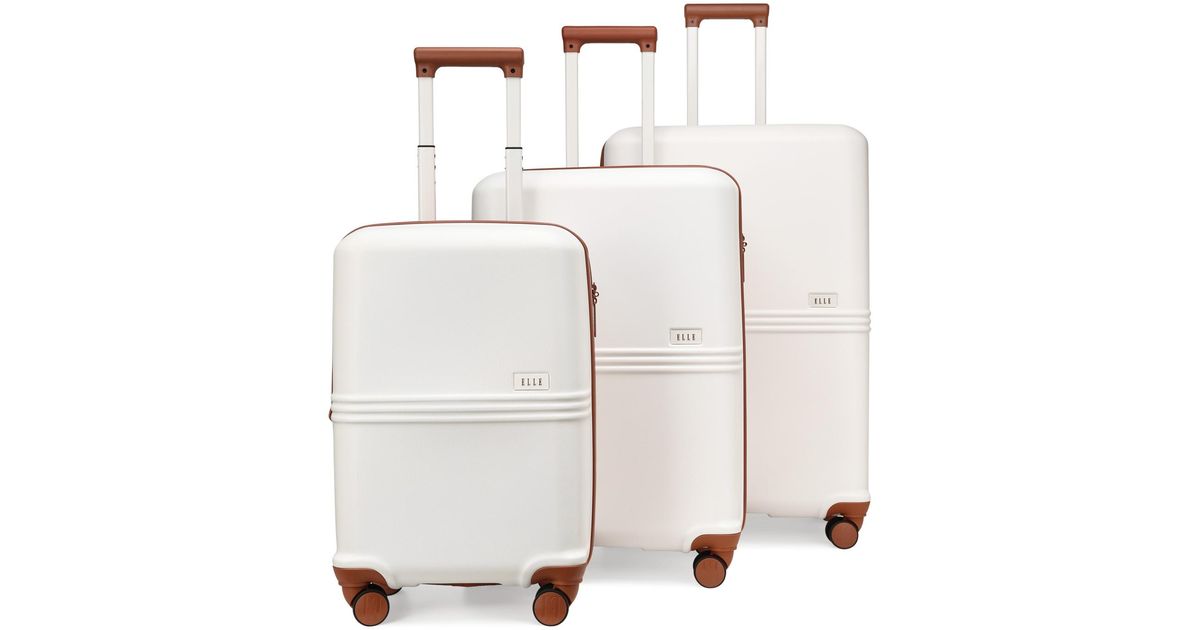 Elle Expedition 3-piece Expandable Retro Spinner luggage Set in White ...